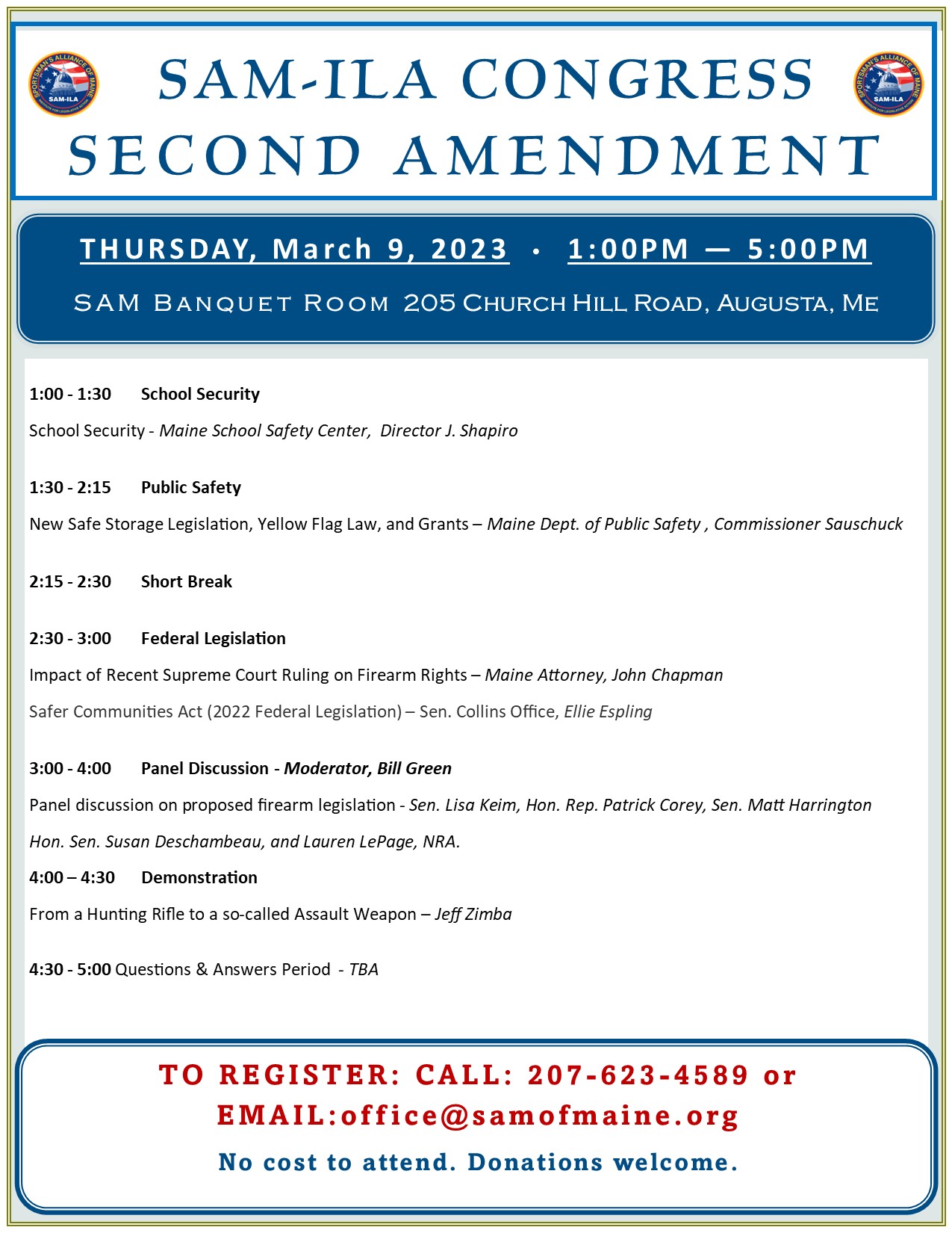 Upcoming Events – Sportsman's Alliance of Maine Institute for ...